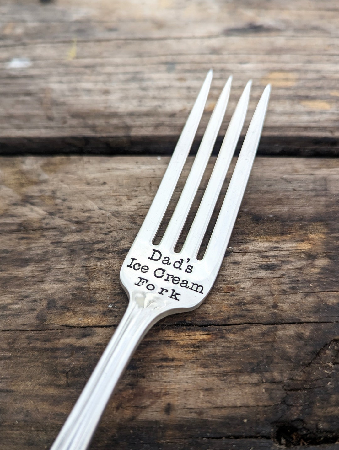 Ice Cream Fork, Vintage Silver Plated Custom Stamped Fork, Personalized ...