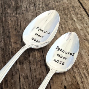 Spooning Since, Hand Stamped Silver Plated Spoon, Anniversary Spoon ...