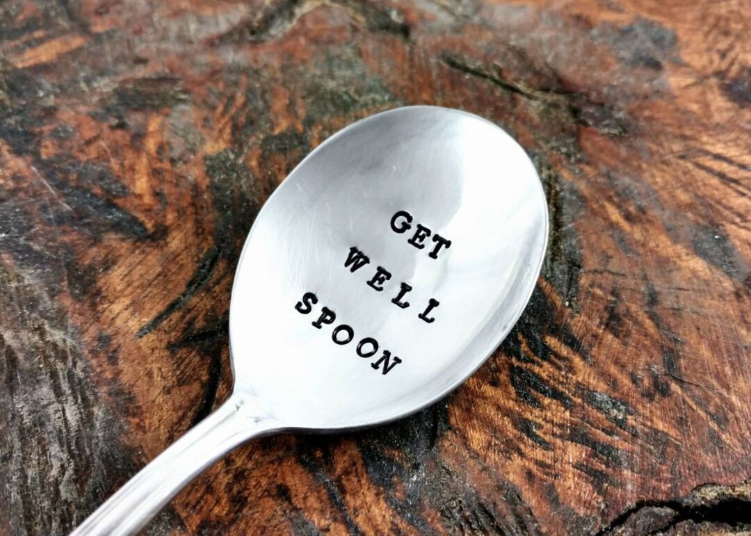 Hand Stamped Silver Plated Soup Spoon Get Well Soon Get Well - Etsy