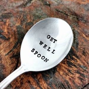 Hand Stamped Silver Plated Soup Spoon Get Well Soon Get Well - Etsy