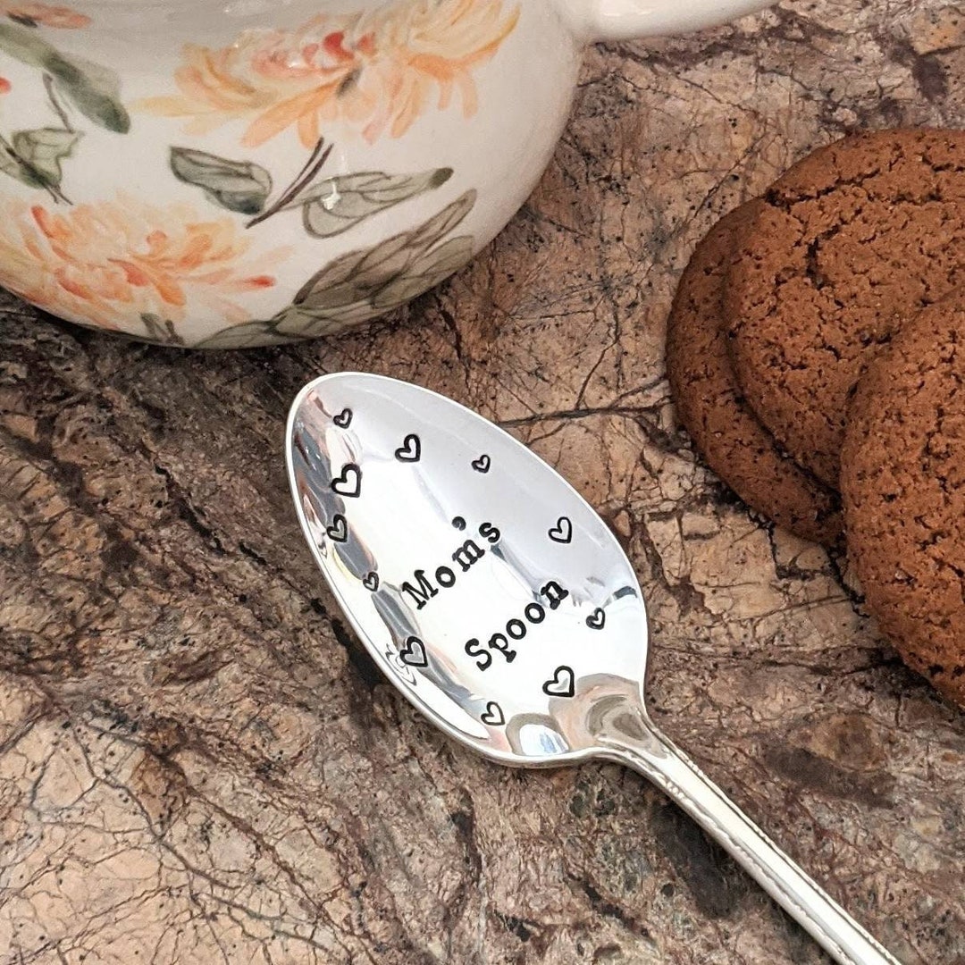 Vintage Hand Stamped Silver Plated Spoon, Mom's Spoon, Teaspoon, Coffee ...