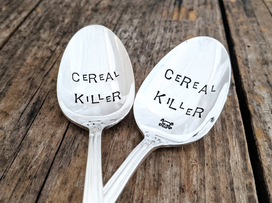 Hand Stamped Silver Plated Teaspoon Cereal Killer Cereal - Etsy
