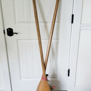 Oars Vintage Matching Pair Two 2 Solid Wood Wooden Rustic Chippy Long ...