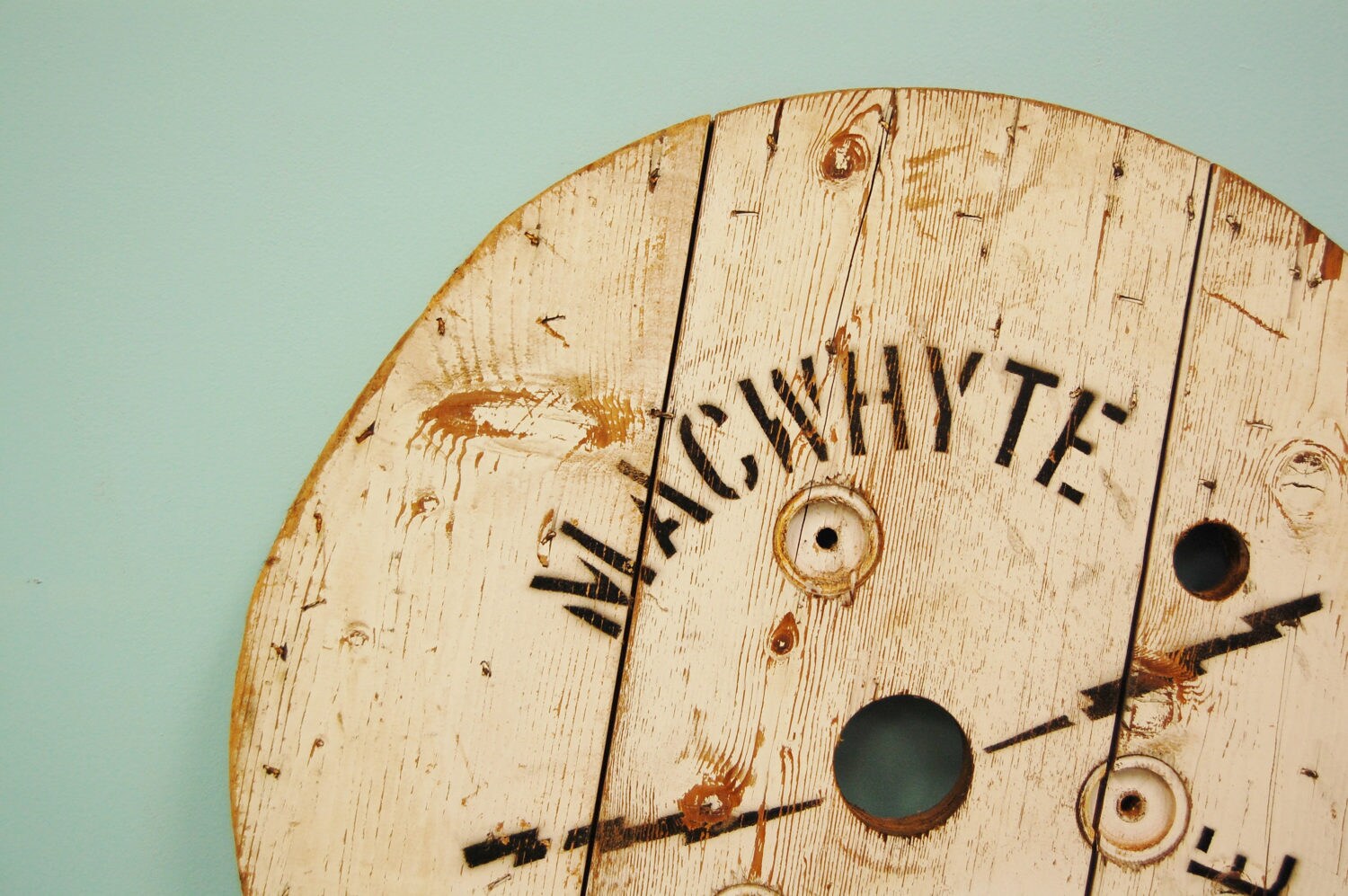 FREE SHIP Vintage Spool Sign 'macwhyte Wire Rope' Weathered White Black ...