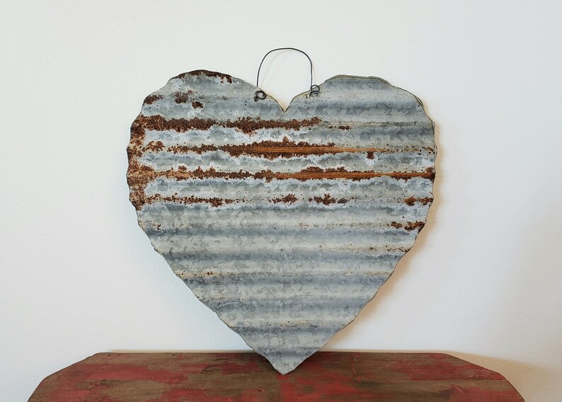 FREE SHIP Metal Heart Sign Corrugated Rustic Rusty Primitive | Etsy