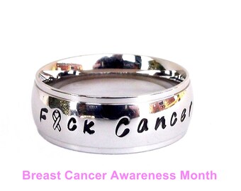 Breast cancer ring | Etsy