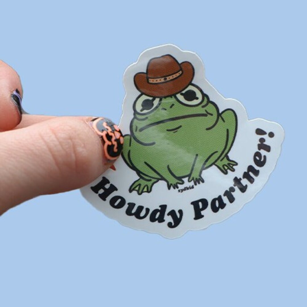 Frog in a Cowboy Hat Sticker | Howdy Partner Frog Sticker - Etsy