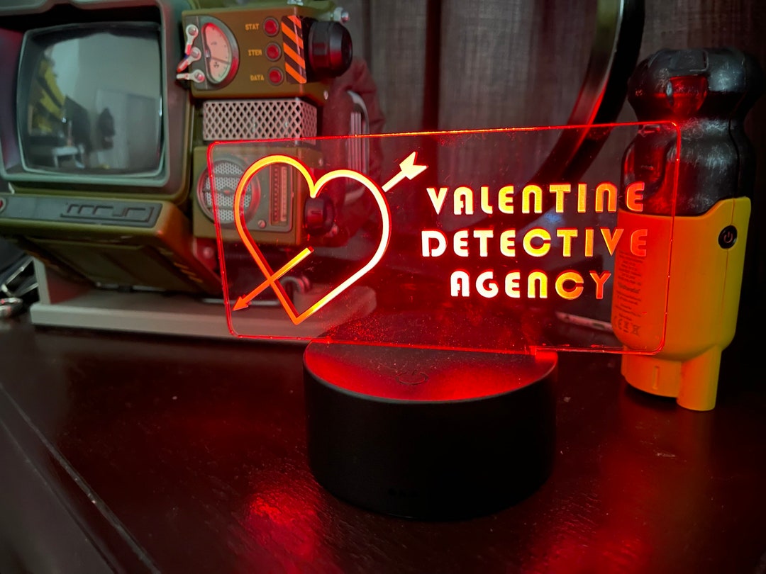 Valentine Detective Agency: Light up Acrylic Sign - Etsy