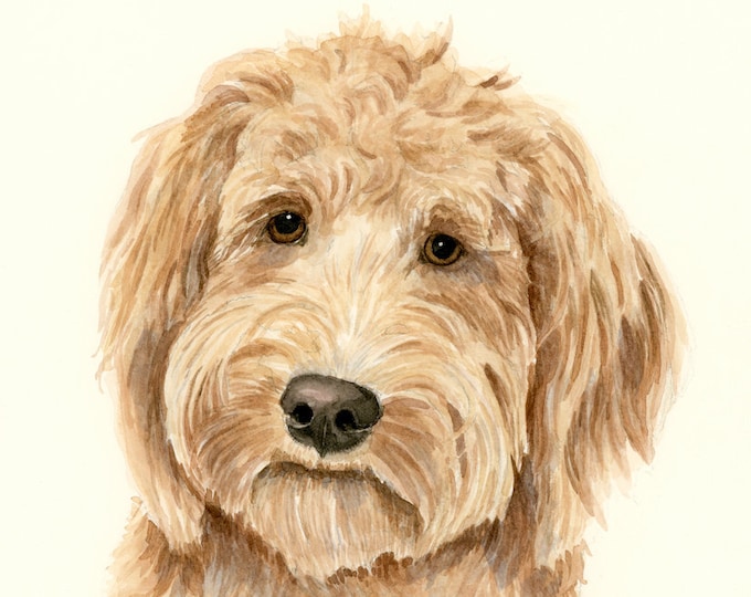 Goldendoodle Portrait, Custom Dog Portrait, Hand Painted, Original ...