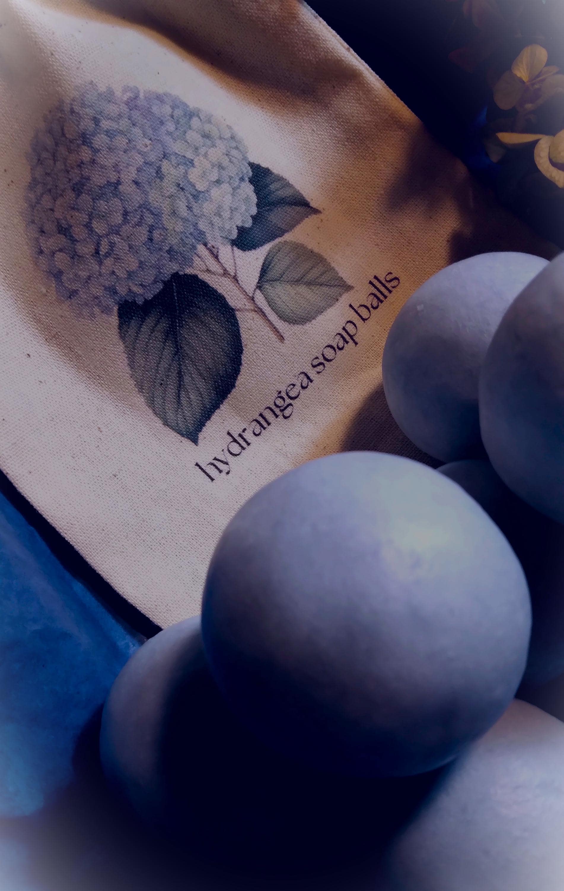 Hydrangea Soap Balls in Muslin Drawstring Bag - Soap Balls - Ball Soap - Hydrangea Soap Balls ...