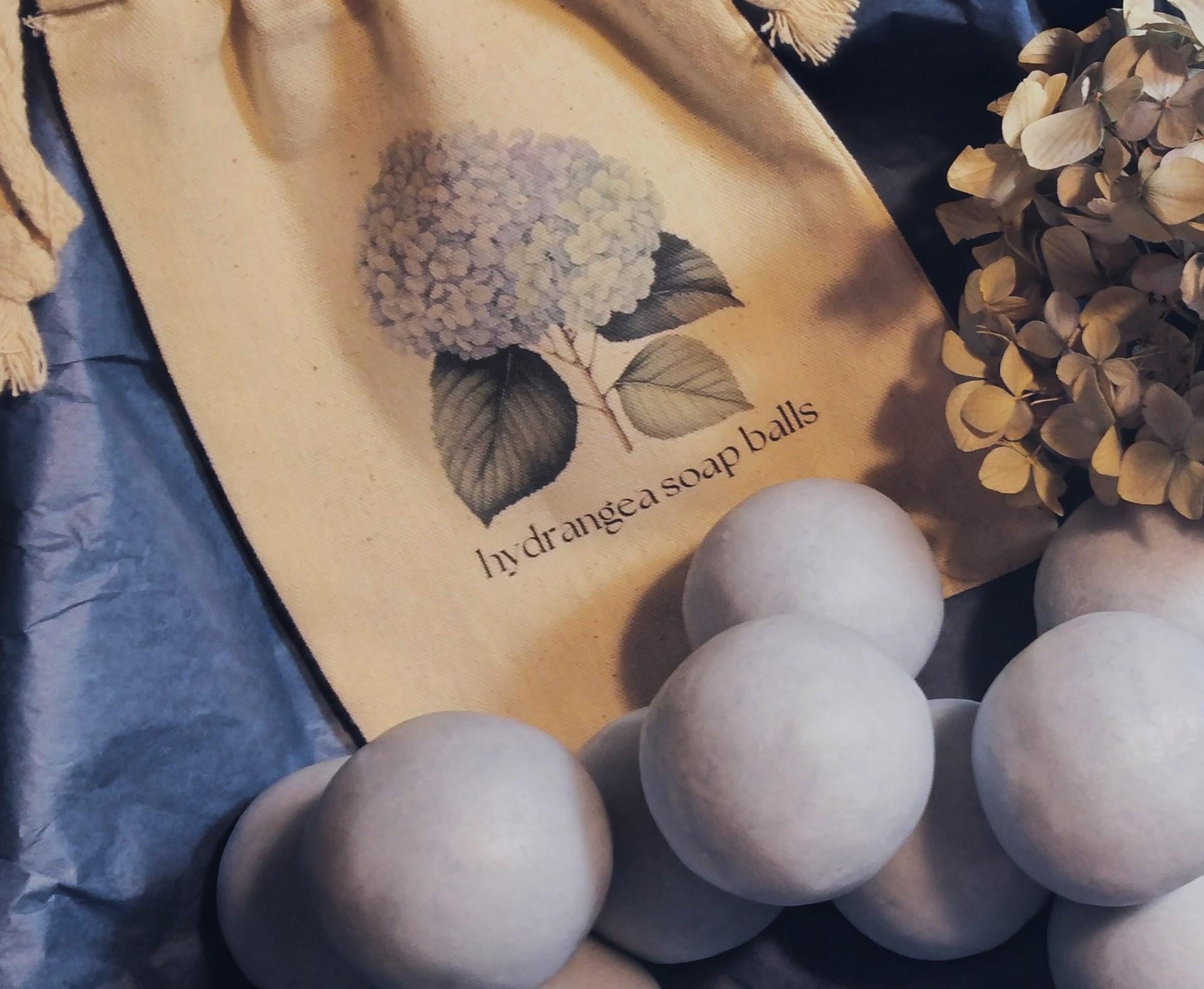 Hydrangea Soap Balls in Muslin Drawstring Bag - Soap Balls - Ball Soap - Hydrangea Soap Balls ...