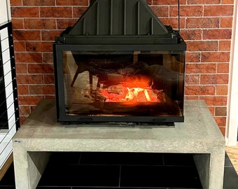 Concrete Fire Hearth, Tv Unit, Plinth, Open Fire Stand With Cabinetry ...