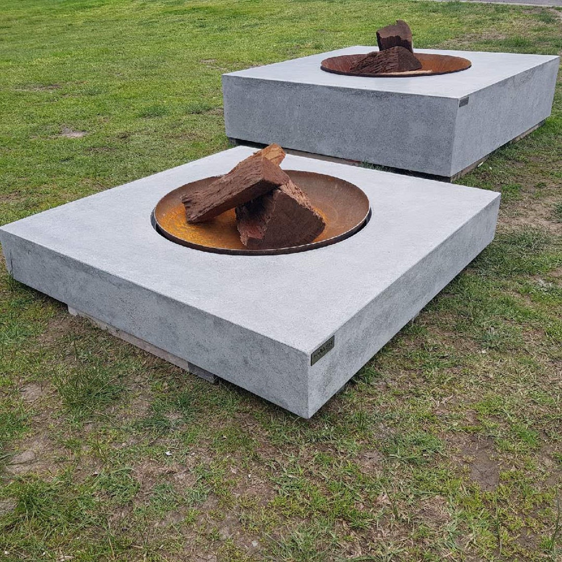 Large Square Concrete Fire Pit Square Custom Handmade Real - Etsy Australia