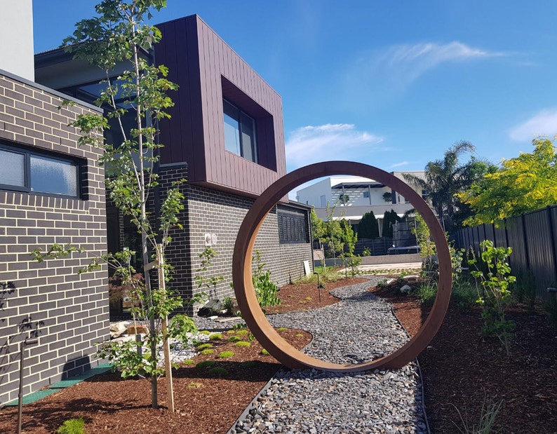 Corten Steel Moon Gate, Large Garden Sculpture, Landscape Art - Etsy