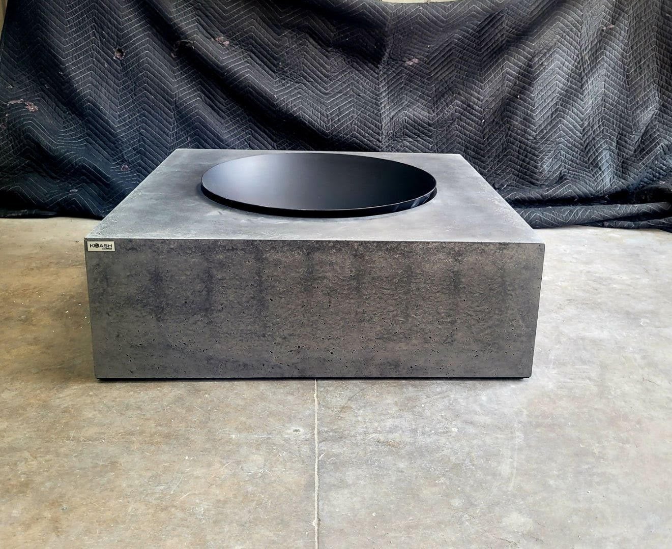 Large Square Concrete Fire Pit, Square Custom Handmade Real Charcoal ...
