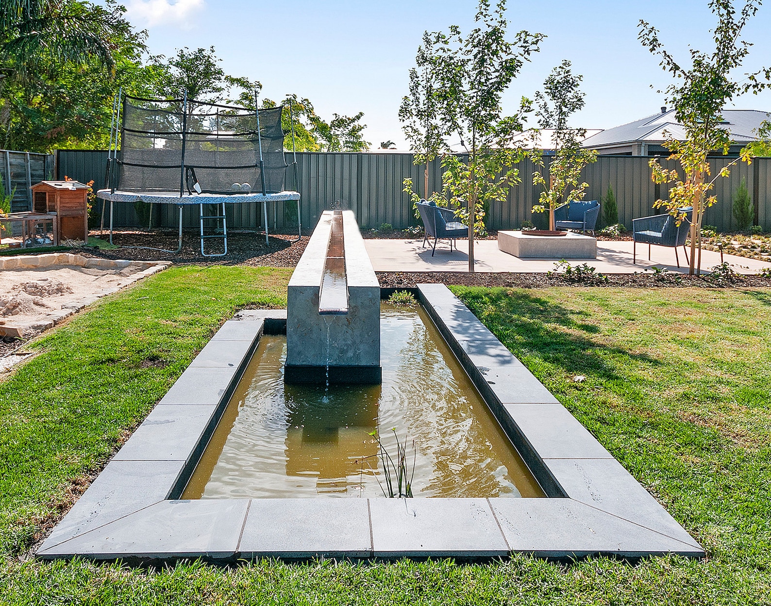 Concrete Water Feature Wall - 10m With Copper Tap, Draining Into a ...