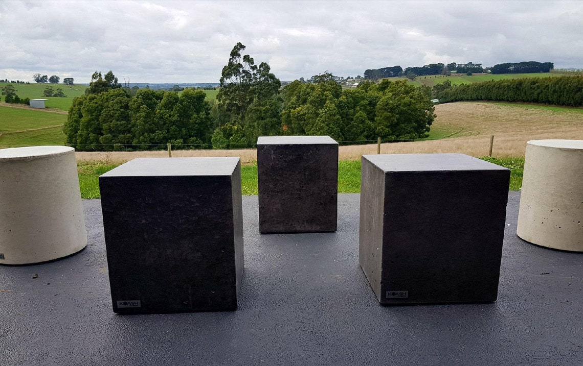 Concrete Outdoor Cube Seats or Stools, Fire Pit Seating - Unique Stone ...