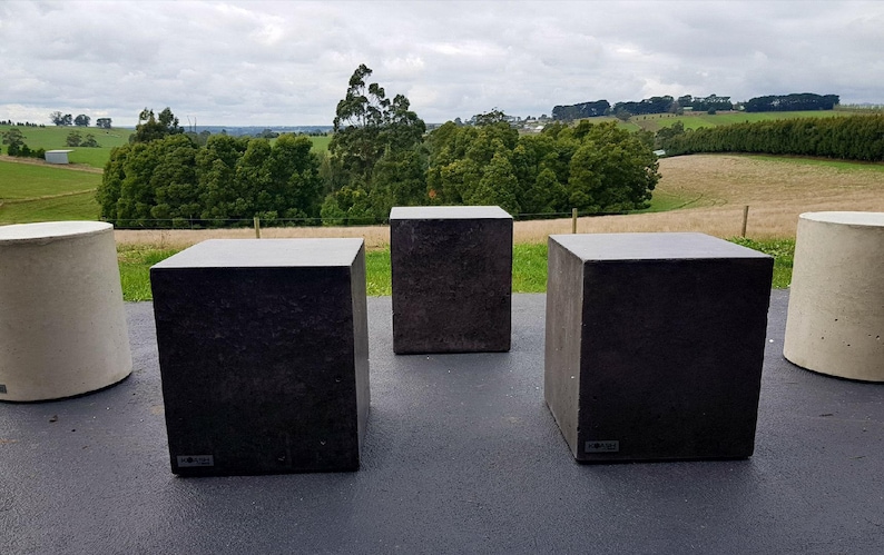 Concrete Outdoor Cube Seats or Stools, Fire Pit Seating Unique Stone ...