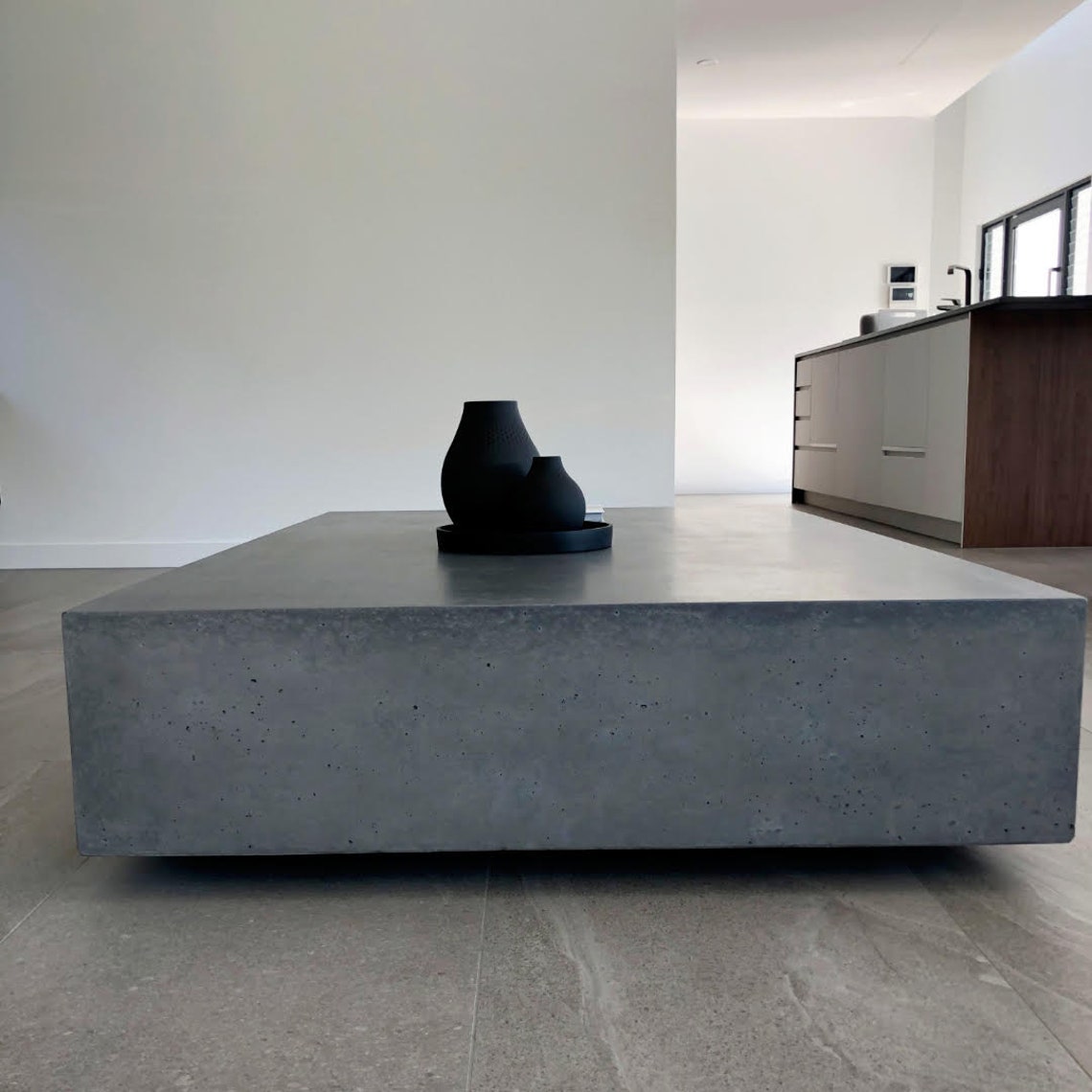 Polished Concrete Square Coffee Table Steel 4 Post Base 1m X - Etsy