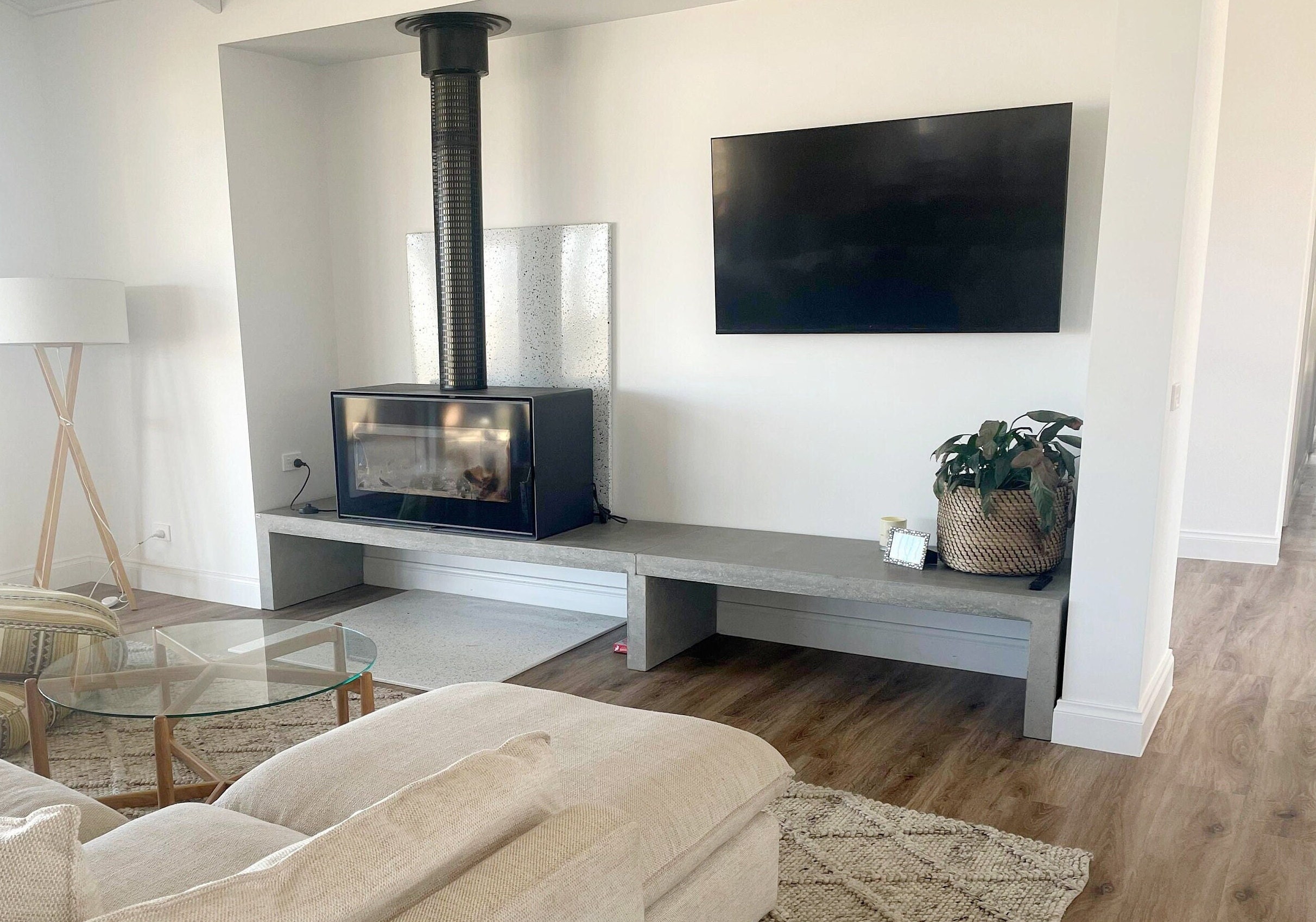 Concrete Fire Hearth, Tv Unit, Plinth, Open Fire Stand With Cabinetry ...