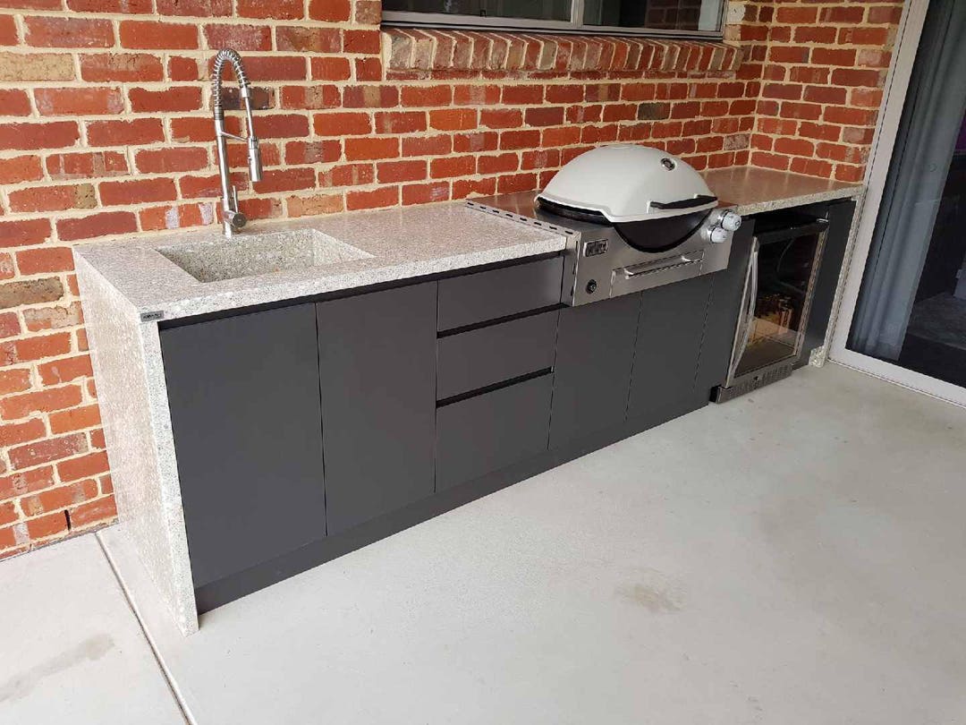 Concrete Outdoor Kitchen Counter Benchtop - off White Exposed Aggregate ...