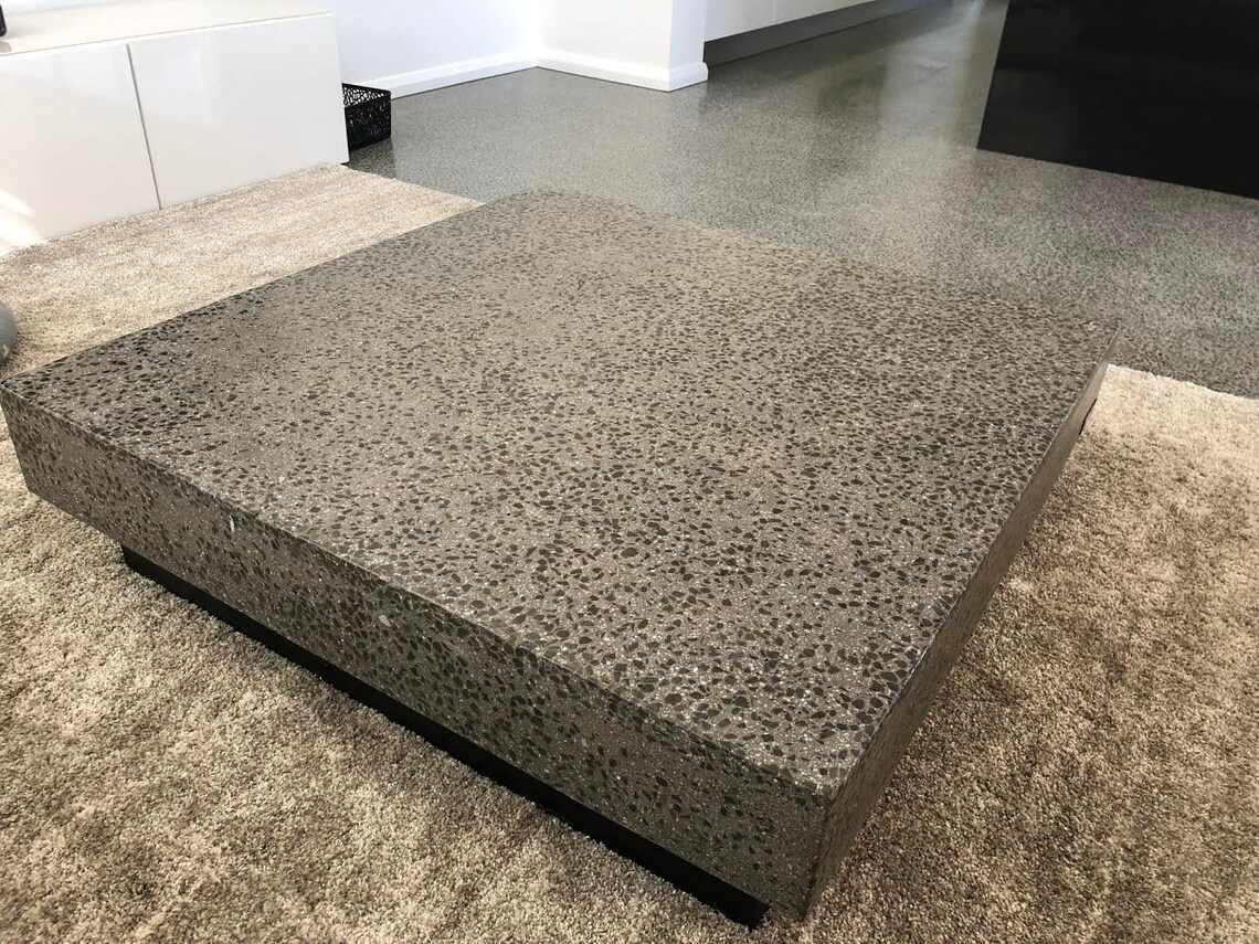 Concrete Coffee Table Exposed Aggregate 1 X 1m Modern Bespoke | Etsy