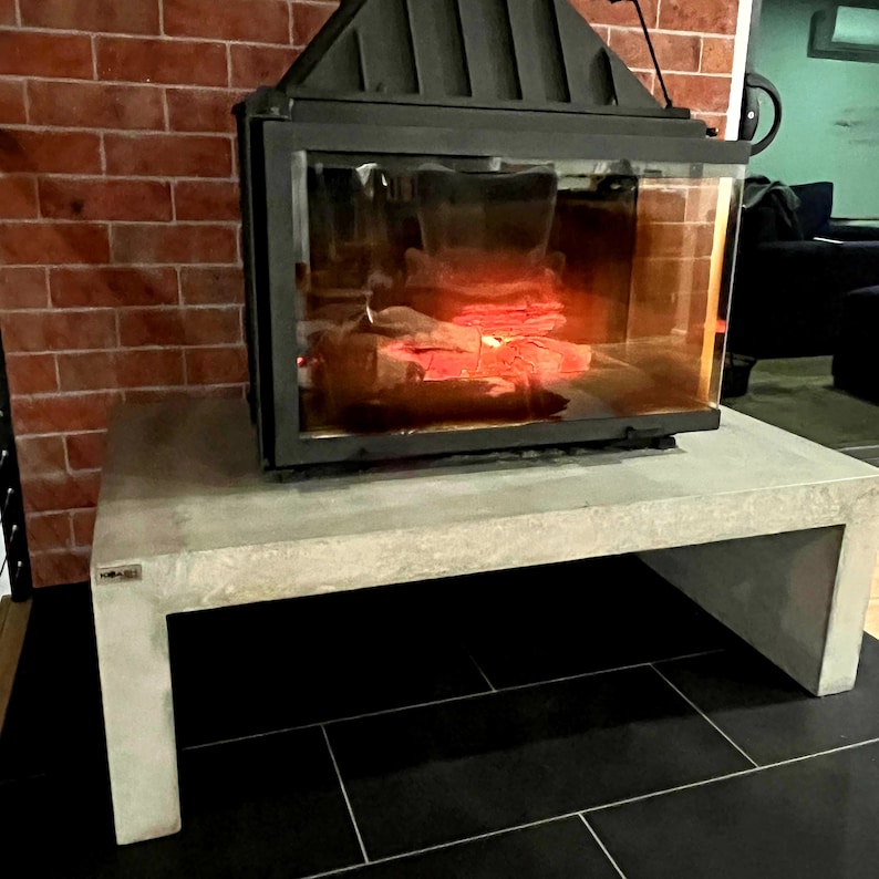 1.2m Concrete Fire Hearth, Open Fire Stand, Plinth, Fireplace Stand ...