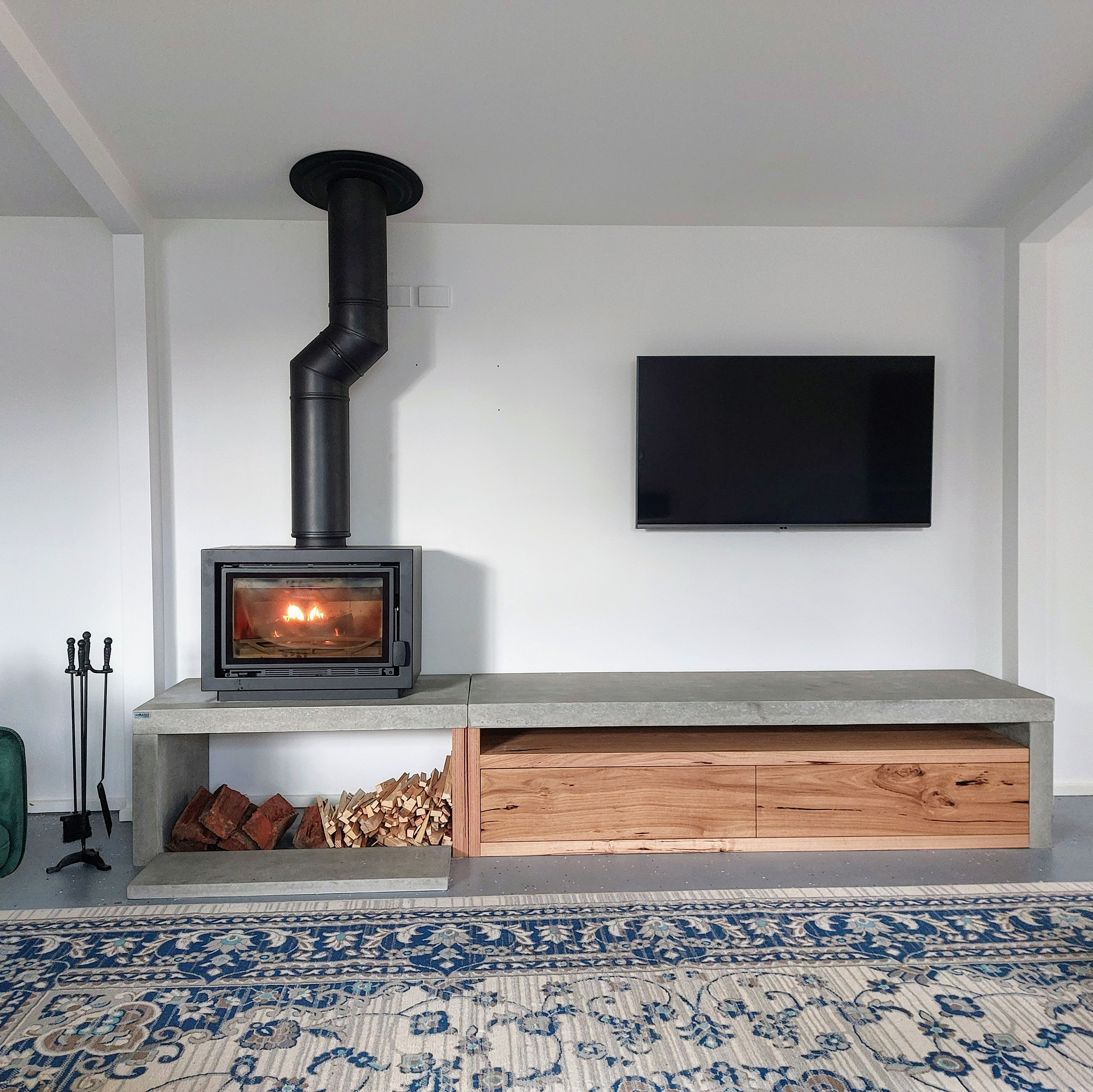 Concrete Fire Hearth 1.8m, Open Fire Stand, Fire Plinth, Fireplace ...