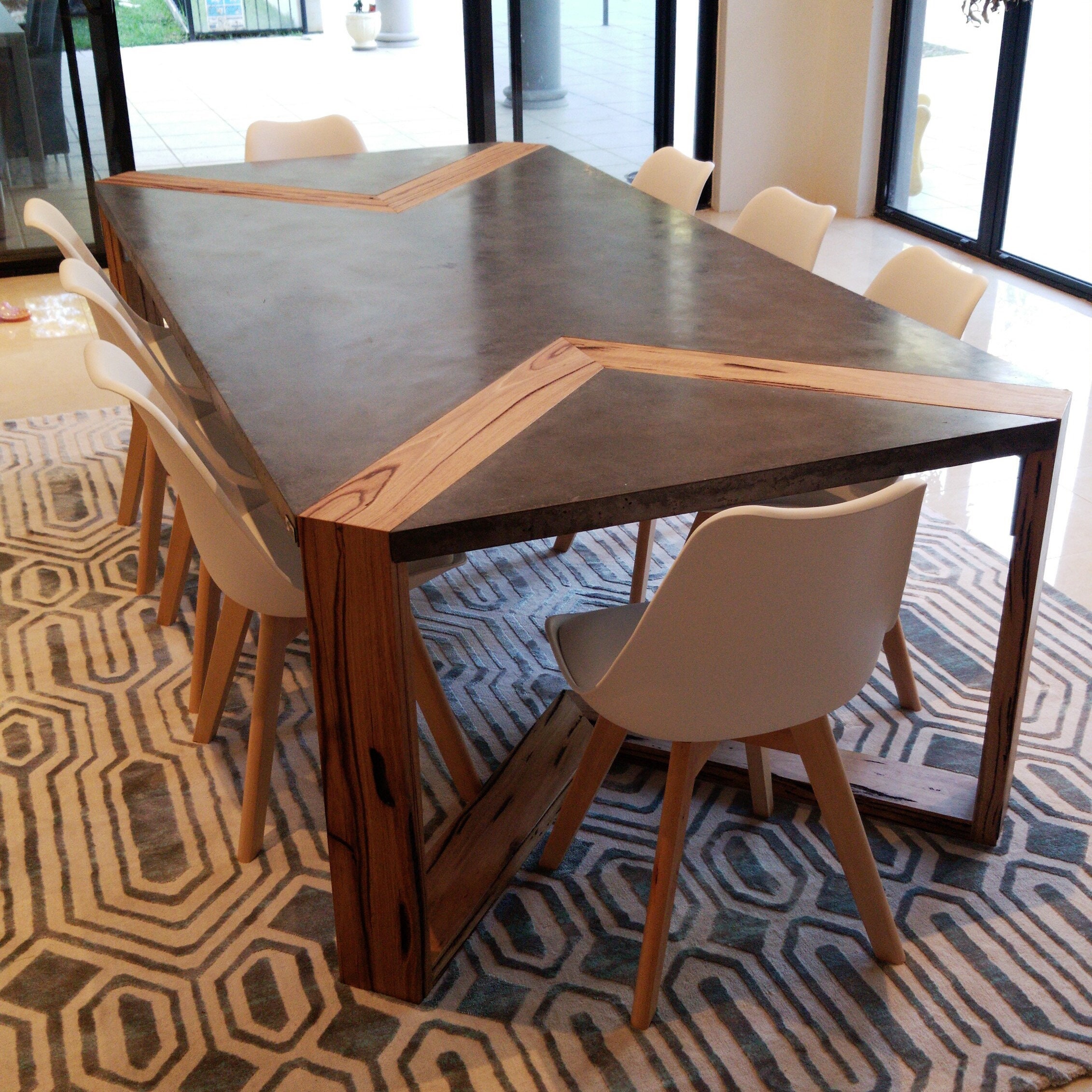 Bespoke, Handmade Custom Concrete Dining Table With Feature V Design ...
