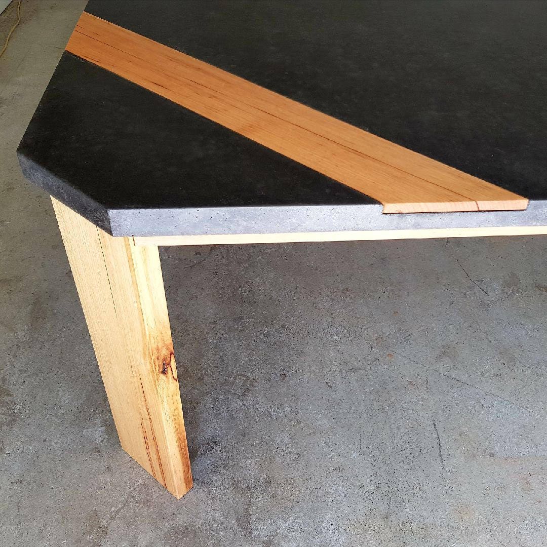 Square Concrete Dining Table Handmade, 8 Seater Bespoke Table With ...