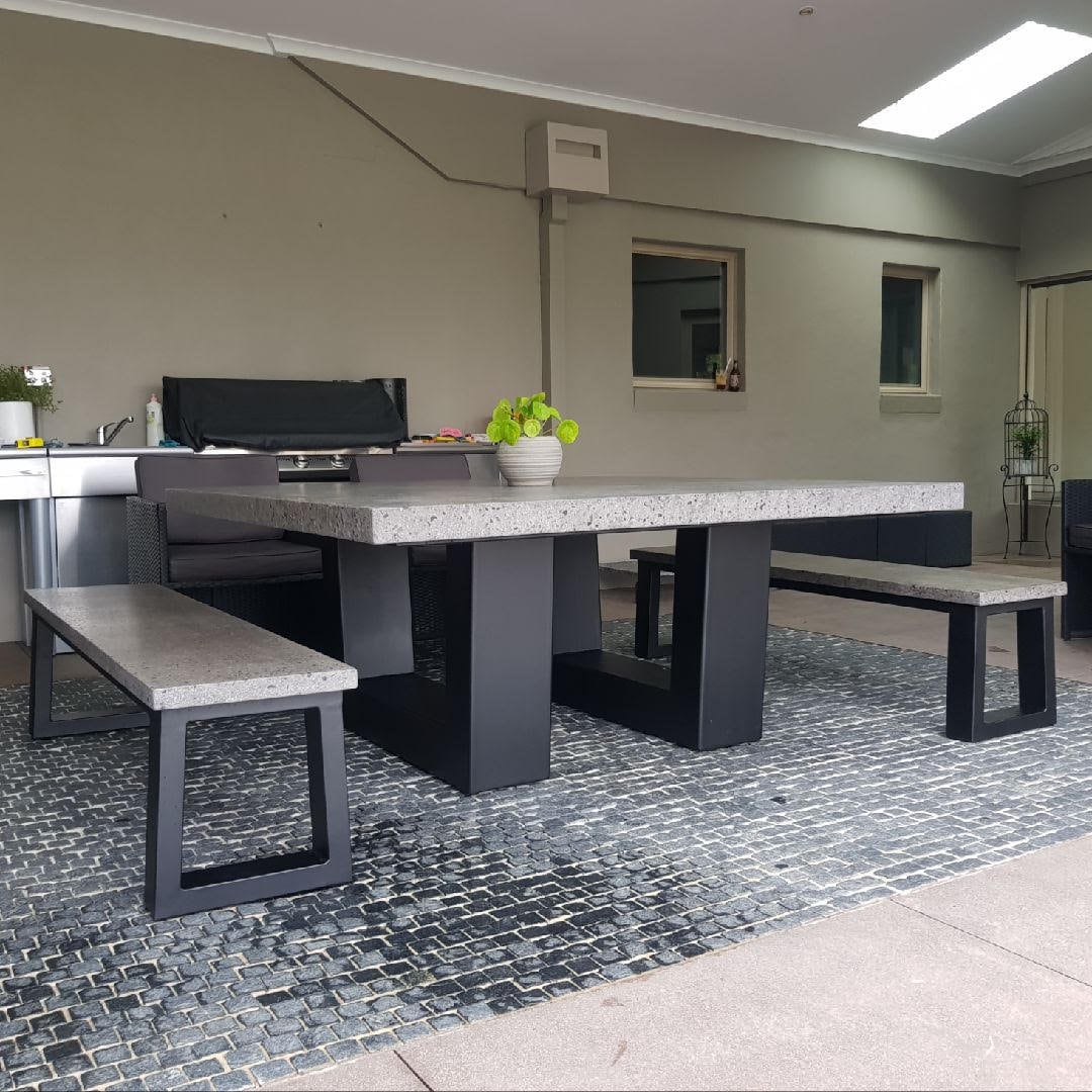Square 14/16 Seater, 1.8m X 1.8m Bespoke Concrete Dining Table, Steel ...