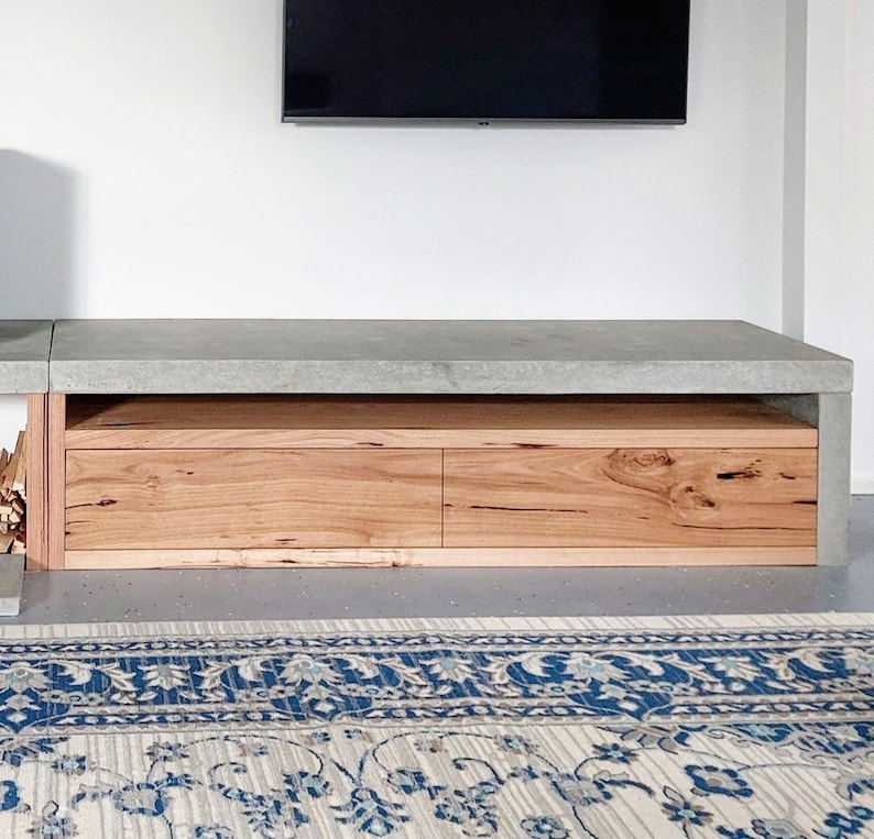 Concrete Fire Hearth, Tv Unit, Plinth, Open Fire Stand With Cabinetry ...