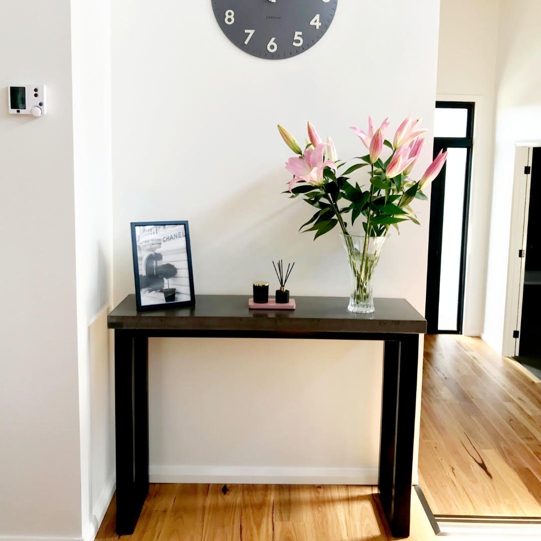 1.4m Concrete Hall Table, Console, Hall Stand, Black Powder Coated ...