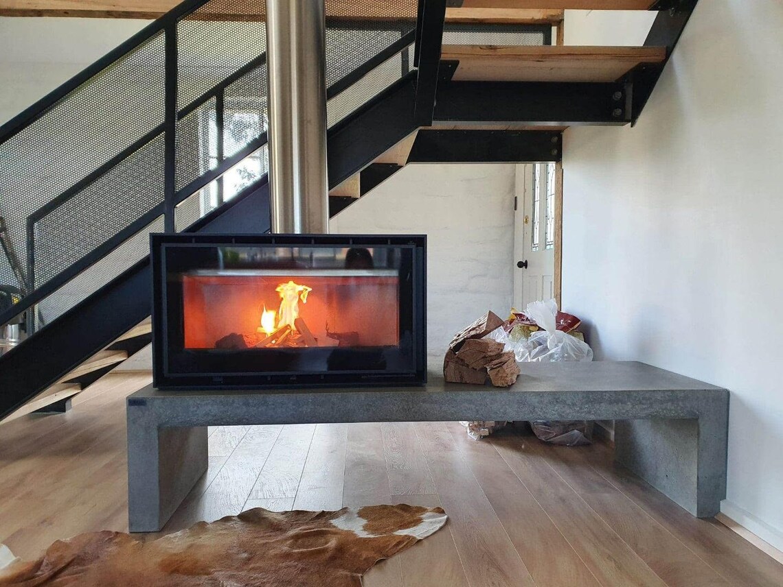 Concrete Hearth Bench, Open Fire Stand, Fire Hearth Plinth With ...