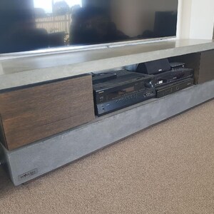 3m Modern Hardwood and Concrete TV Unit, Bespoke Handcrafted ...