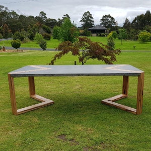 Bespoke, Handmade Custom Concrete Dining Table With Feature V Design ...