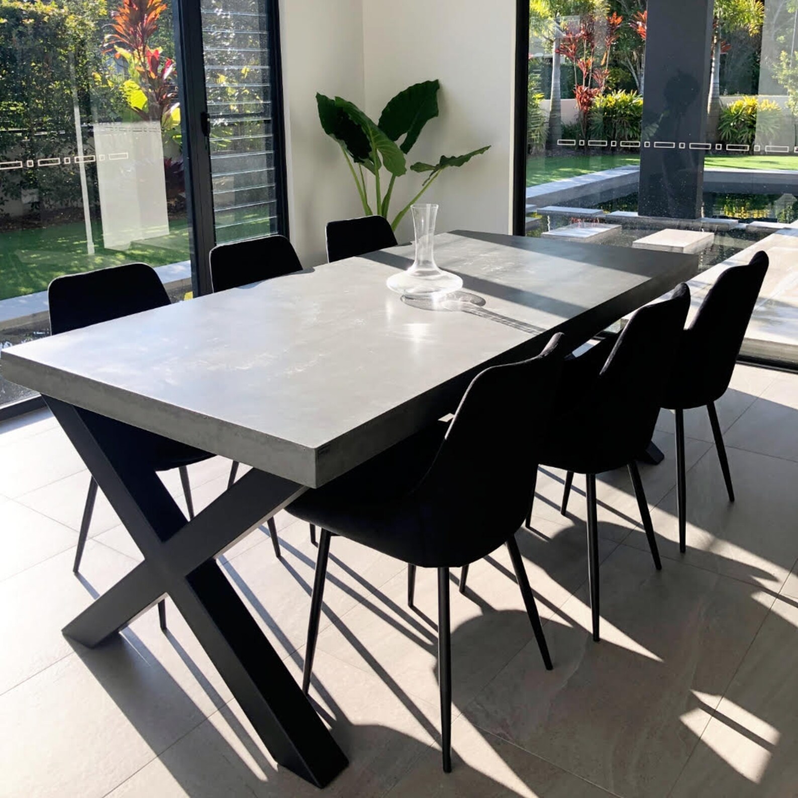 2.7m 10 Seater Concrete Table Black Steel Cross Powder Coated - Etsy