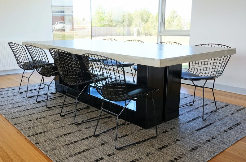 8 Seater, Square Concrete Dining Table 1.6m X 1.6m Bespoke With Steel ...
