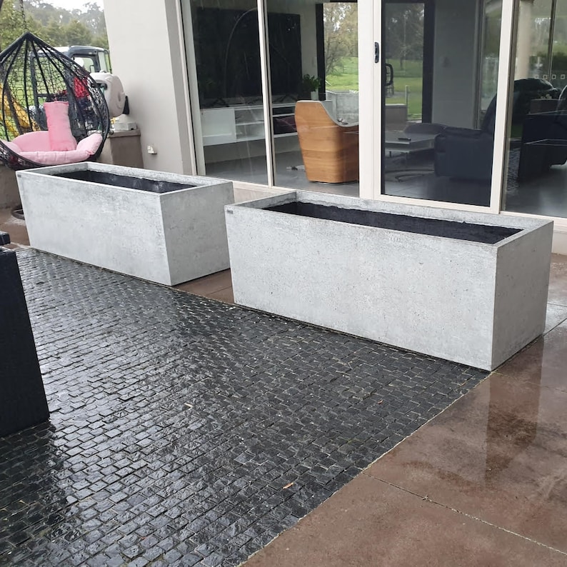 Large Rectangular Concrete Planter: Herb, Succulent Window Garden - Etsy