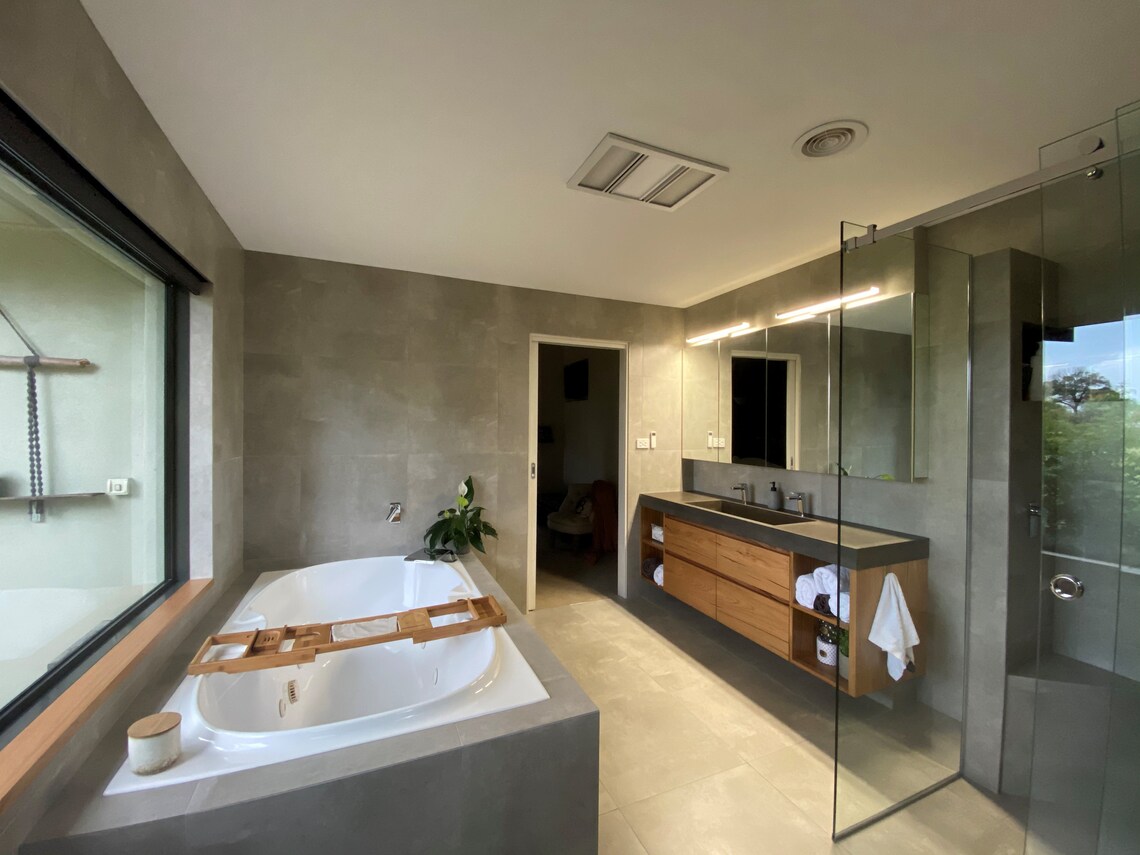 Concrete and Timber Vanity. Custom, Handmade Real Concrete Bathroom or ...