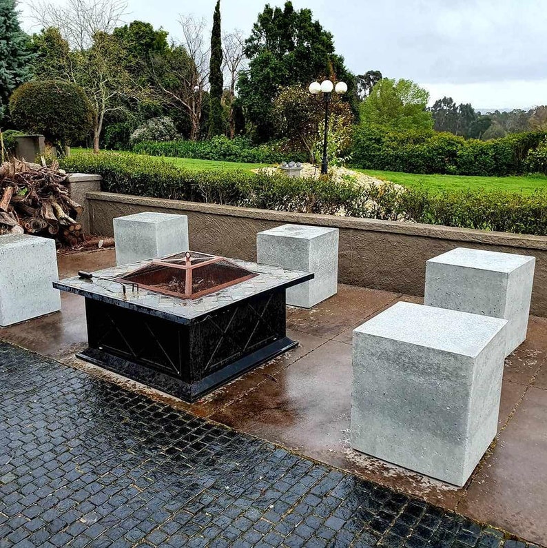 Concrete Outdoor Cube Seats or Stools Fire Pit Seating - Etsy