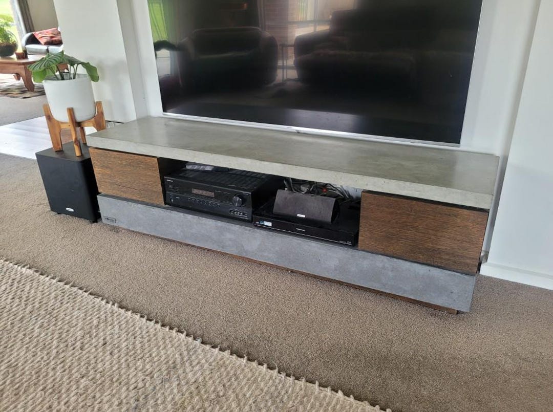 Polished Concrete Tv Unit, 1.7m Entertainment Unit, Tv Stand. Tasmanian ...