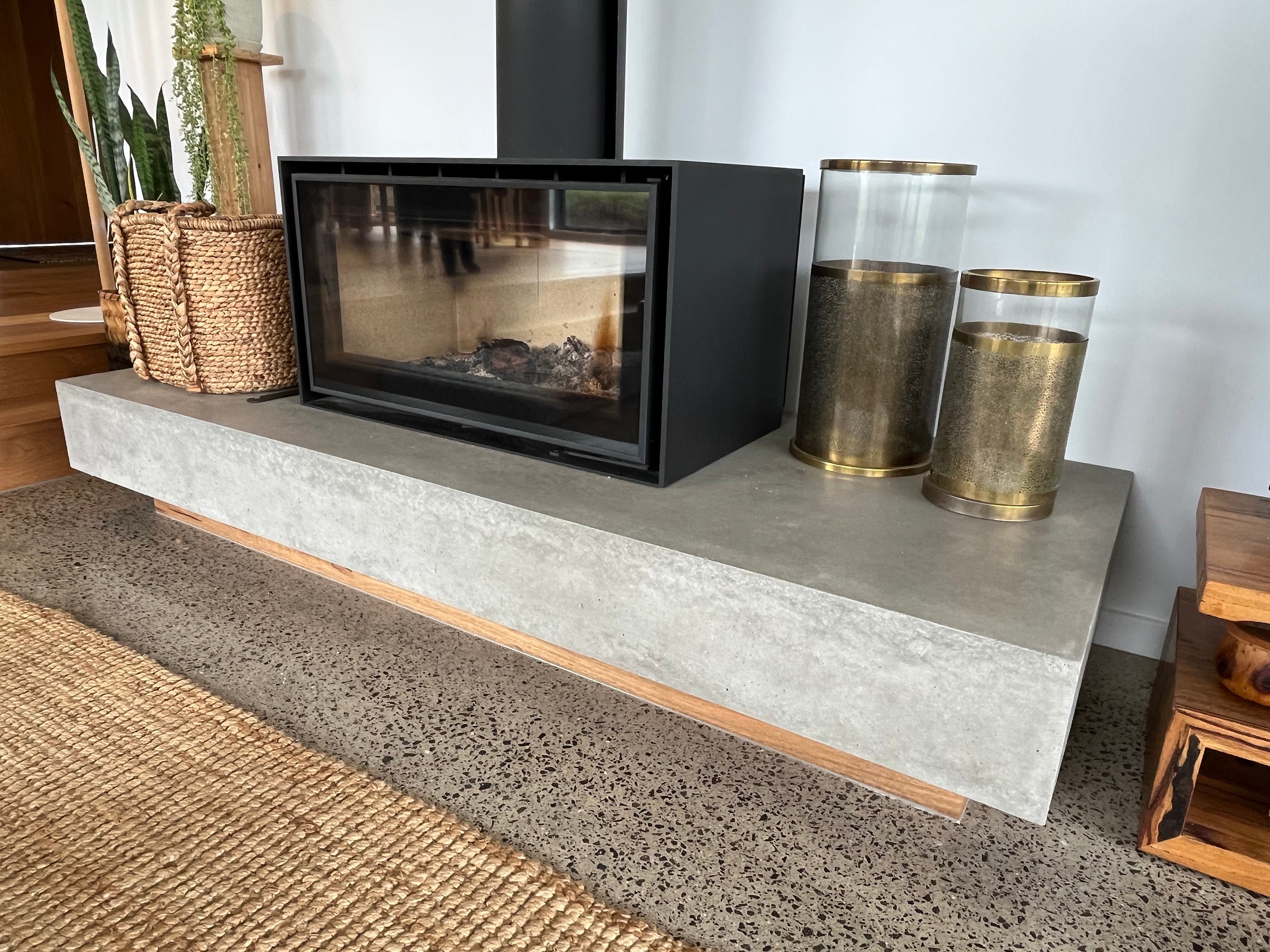 Concrete Hearth Bench, Open Fire Stand, Fire Hearth Plinth With ...