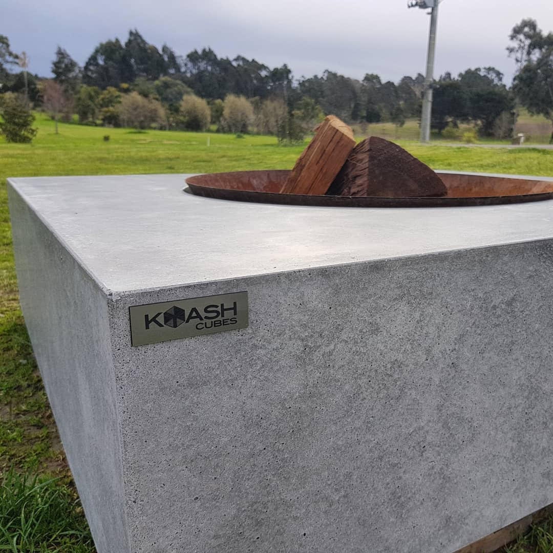 Large Square Concrete Fire Pit, Square Custom Handmade Real Charcoal ...