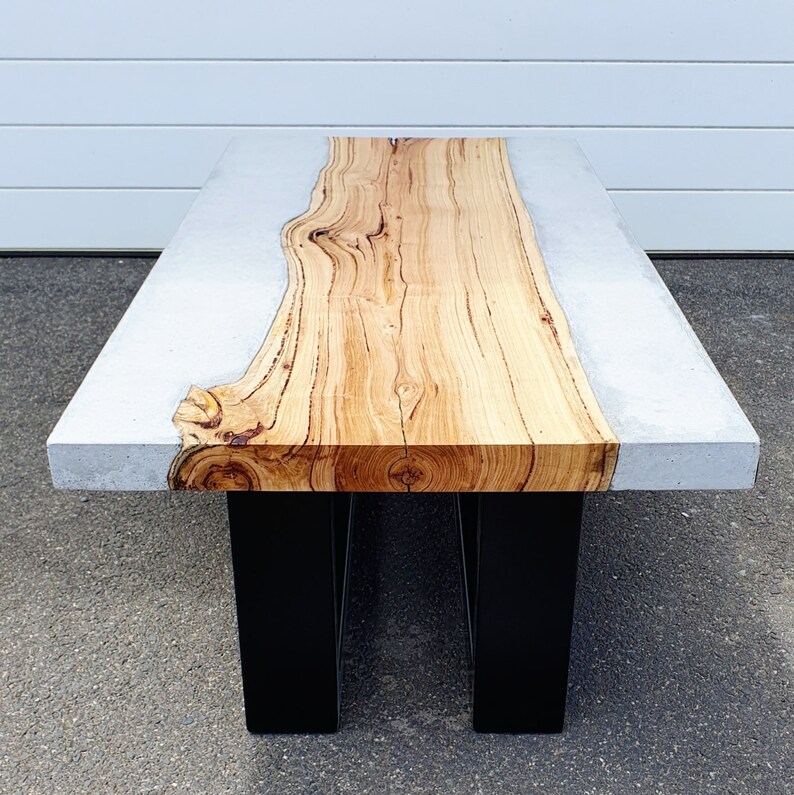 Bespoke Concrete Coffee Table With Live Edge Timber and Powder Coated ...