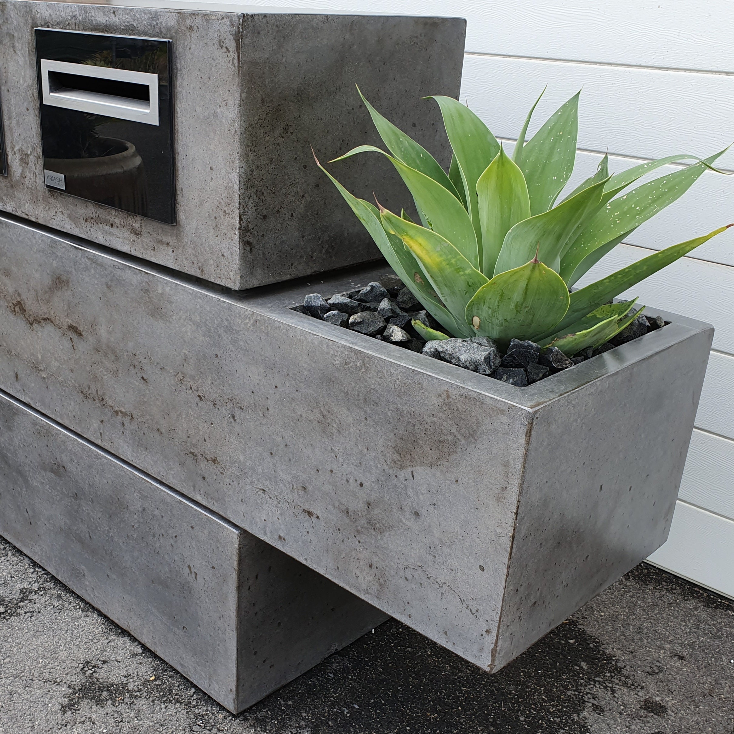 Charcoal and Black Concrete Letterbox With Planter Polished 2 - Etsy