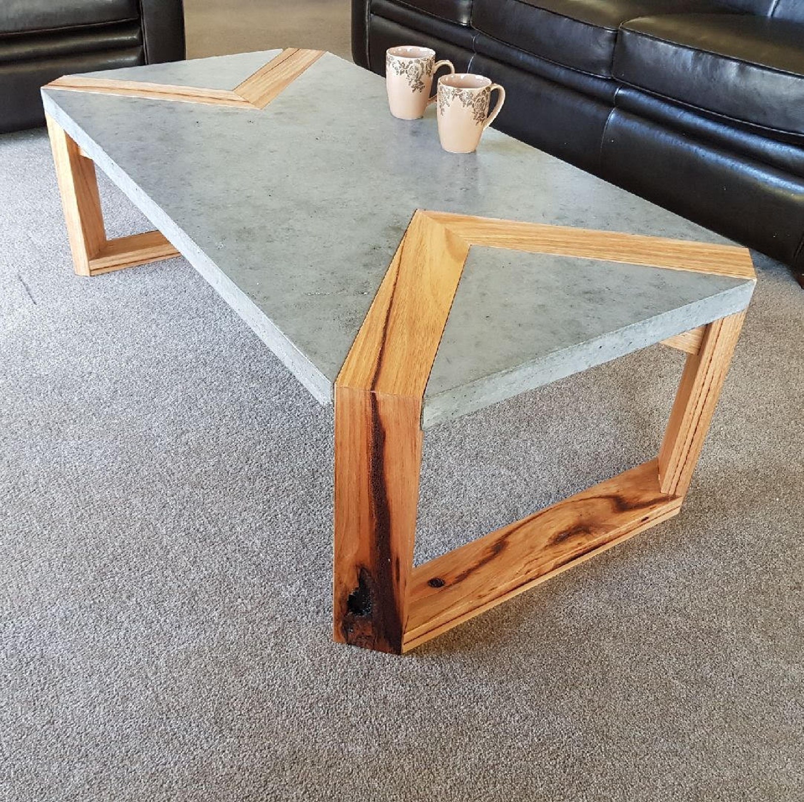 Concrete Coffee Table Exposed Aggregate 1 X 1m Modern, Bespoke Polished ...