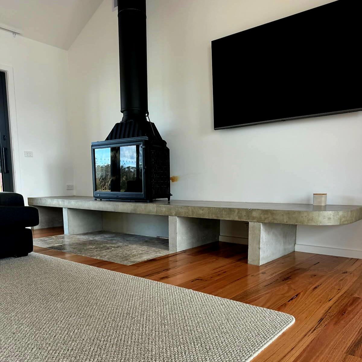 Polished Concrete Fire Hearth, Custom Plinth, Open Fire Stand, Bespoke ...