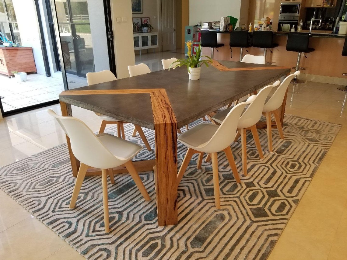Bespoke Handmade Custom Concrete Dining Table With Feature V - Etsy