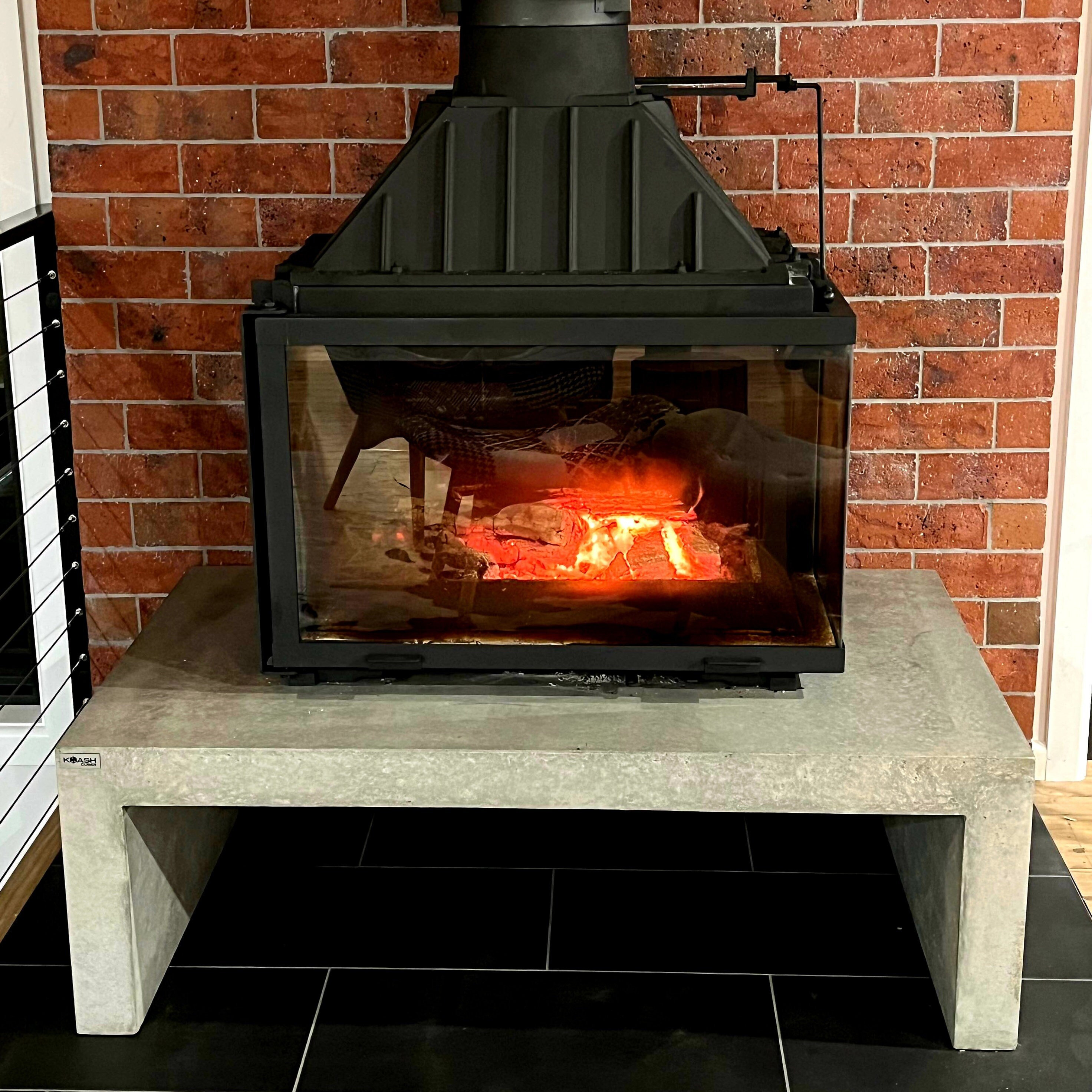 1.2m Concrete Fire Hearth, Open Fire Stand, Plinth, Fireplace Stand ...